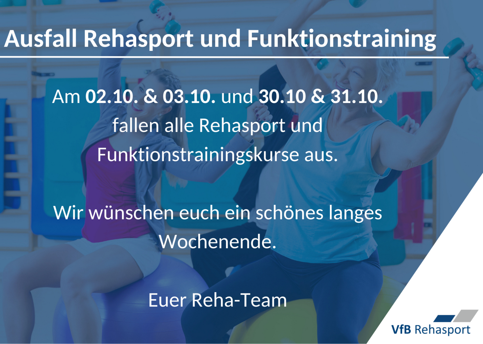 Ausfall Rehasport und Funktionstraining im Oktober - VfB Fallersleben